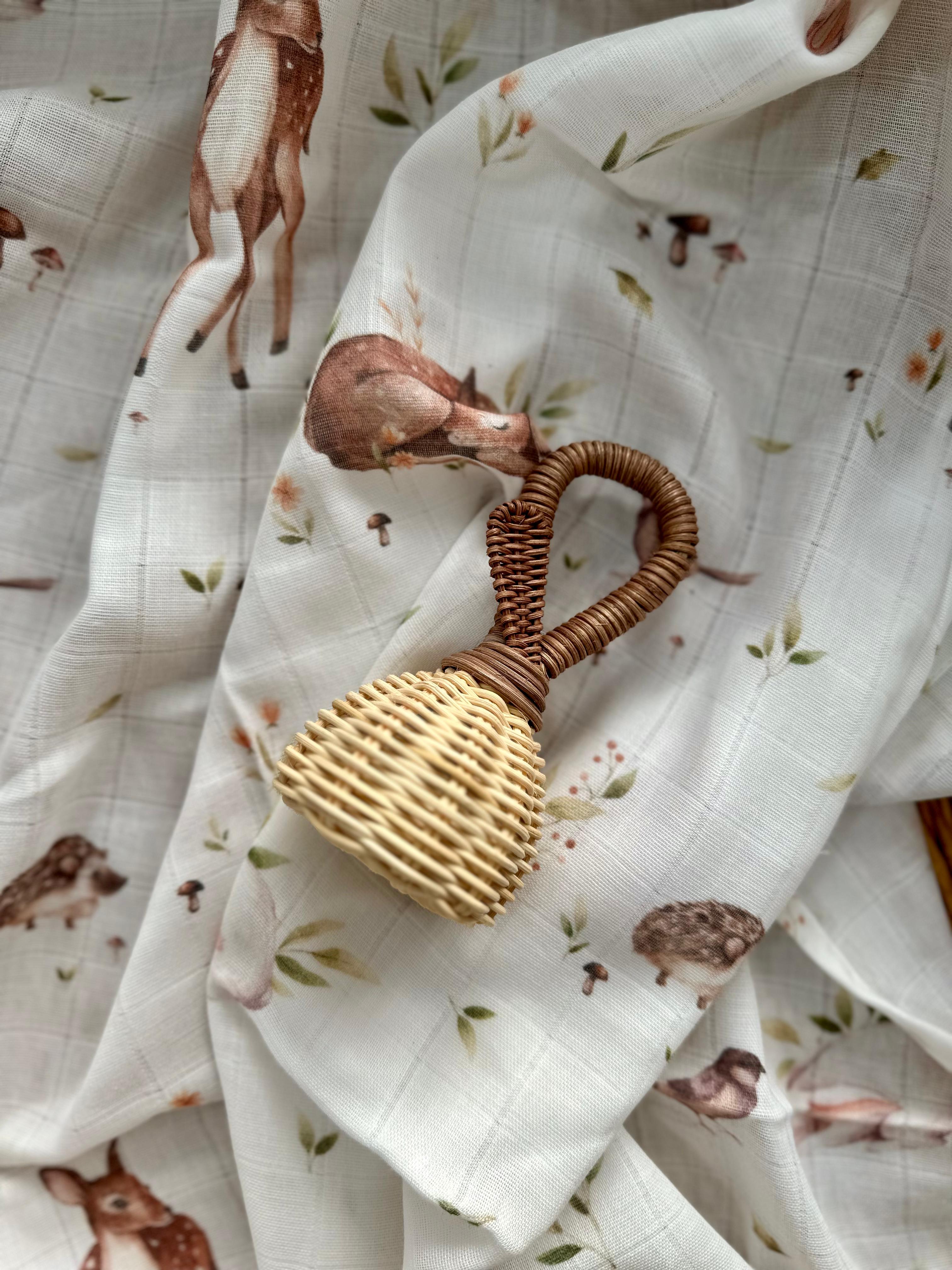 Brown Rattan Rattle – Baby Molla